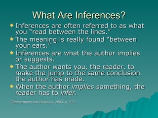 Reading comprehension strategy- Inference | PPT
