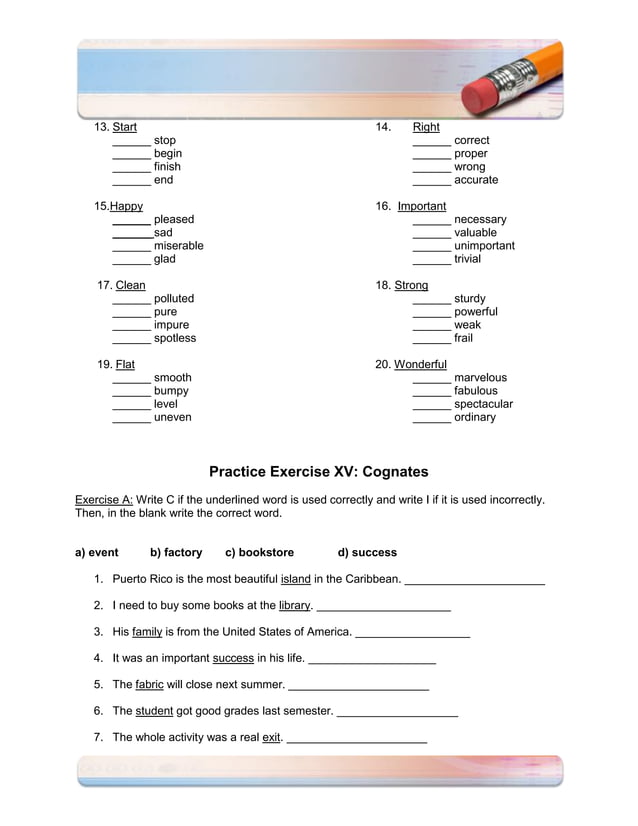 Reading Comprehension Synonyms and Antonymys | PDF