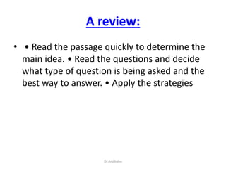 Reading comprehension techniques | PPTX