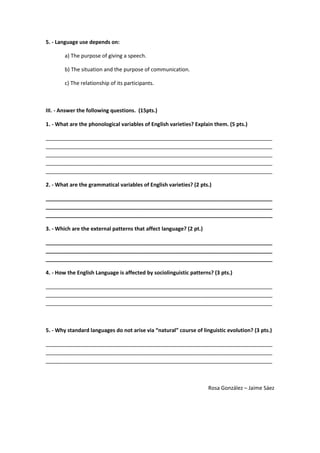 Reading comprehension test 1 sociolinguistic patterns | PDF