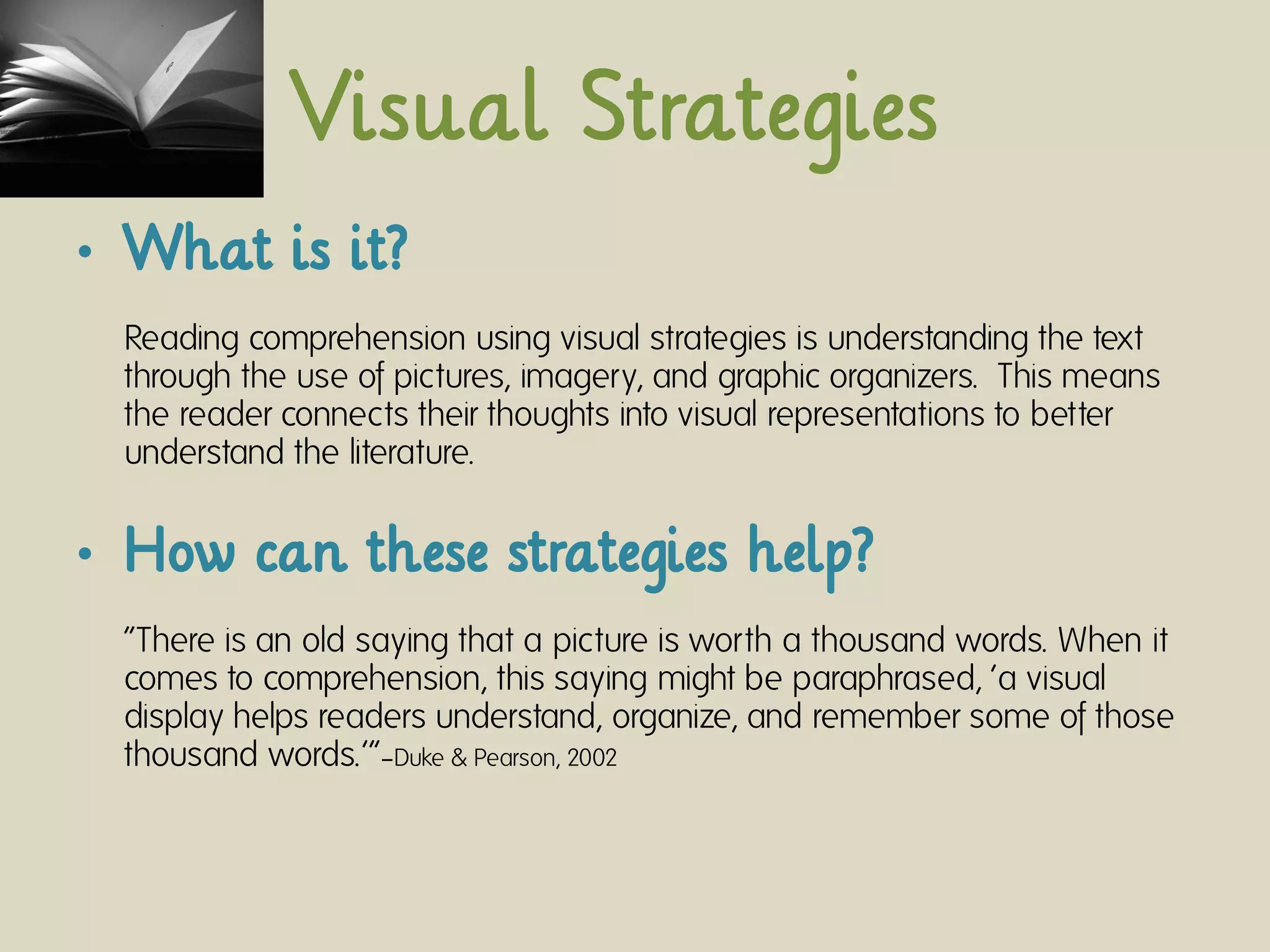 Reading comprehension using visual strategies | PDF