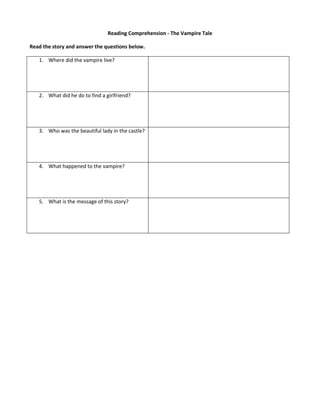 Reading comprehension vampire | PDF
