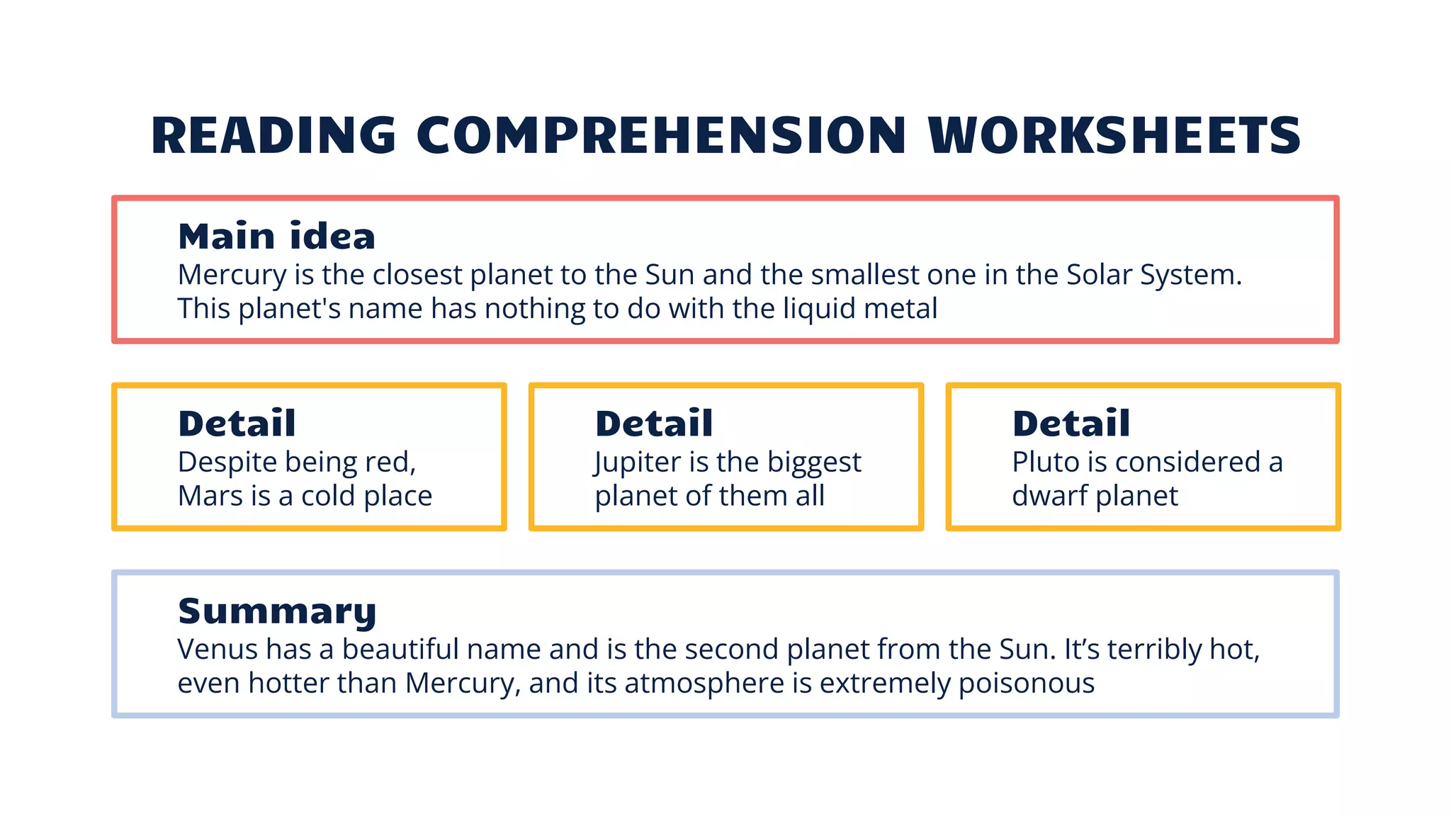 Reading Comprehension Worksheets Infographics by Slidesgo.pptx