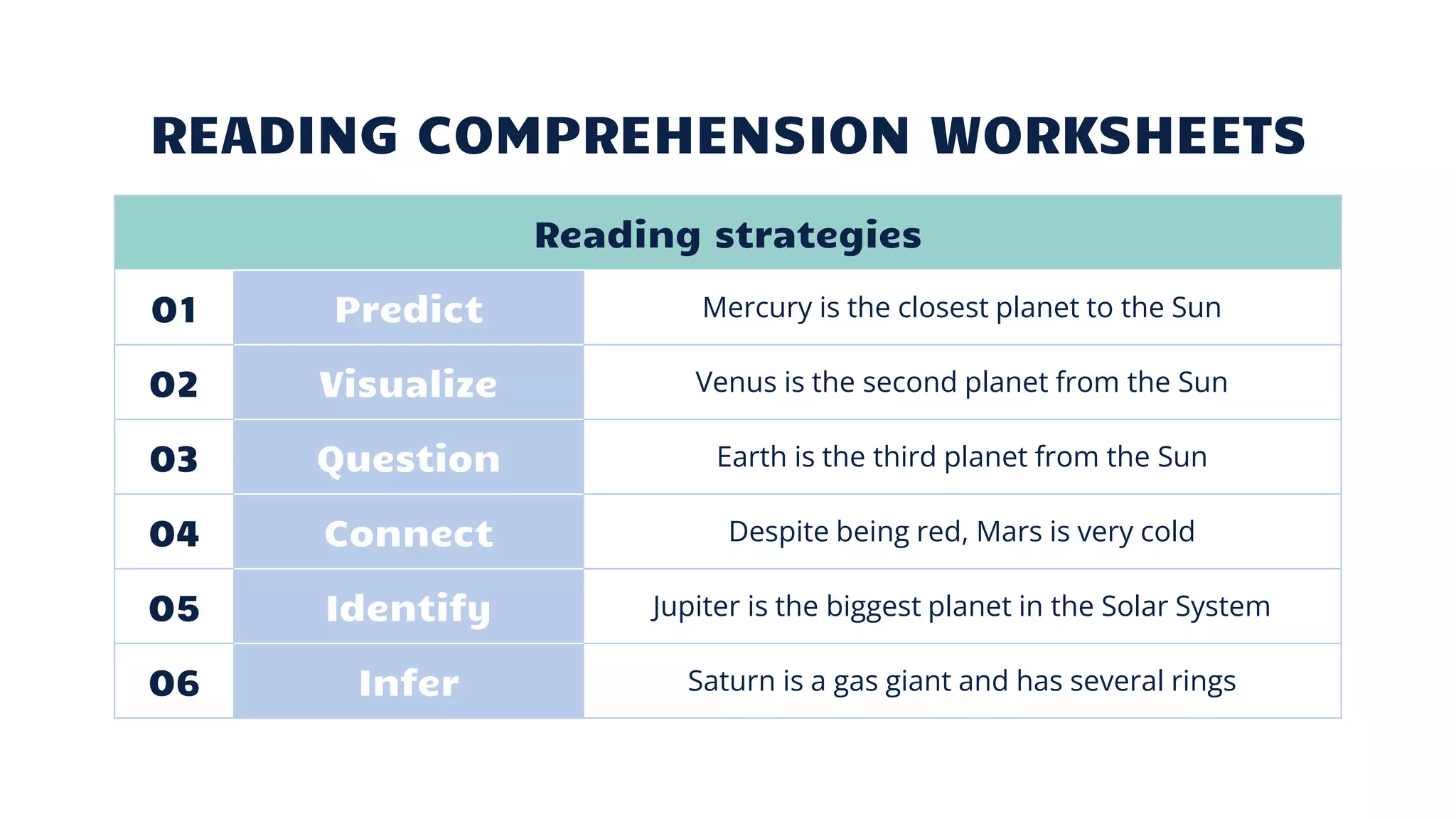 Reading Comprehension Worksheets Infographics by Slidesgo.pptx