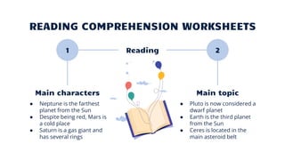 Reading Comprehension Worksheets Infographics by Slidesgo.pptx
