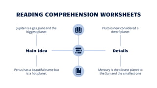 Reading Comprehension Worksheets Infographics by Slidesgo.pptx