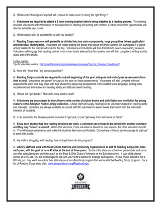 Reading Corps FAQ | PDF