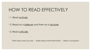 Reading Critically & Annotation Presentation | PPT