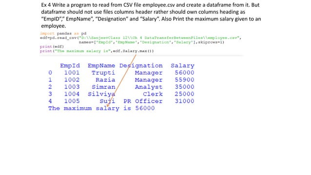 Reading_csv.pptx | Programming Languages | Computing