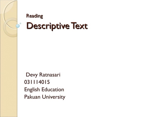 Reading descriptive text | PPT