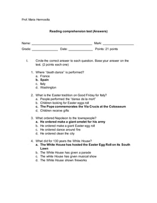 Reading evaluation | PDF
