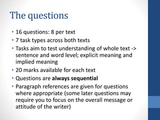 Reading exam overview and strategies | PPT