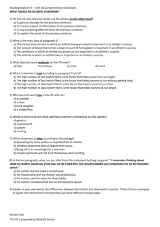 Reading explorer3 1b_compquestions | DOC