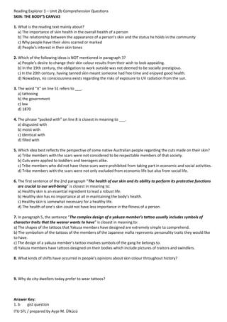 Reading explorer3 2b compquestions | DOC