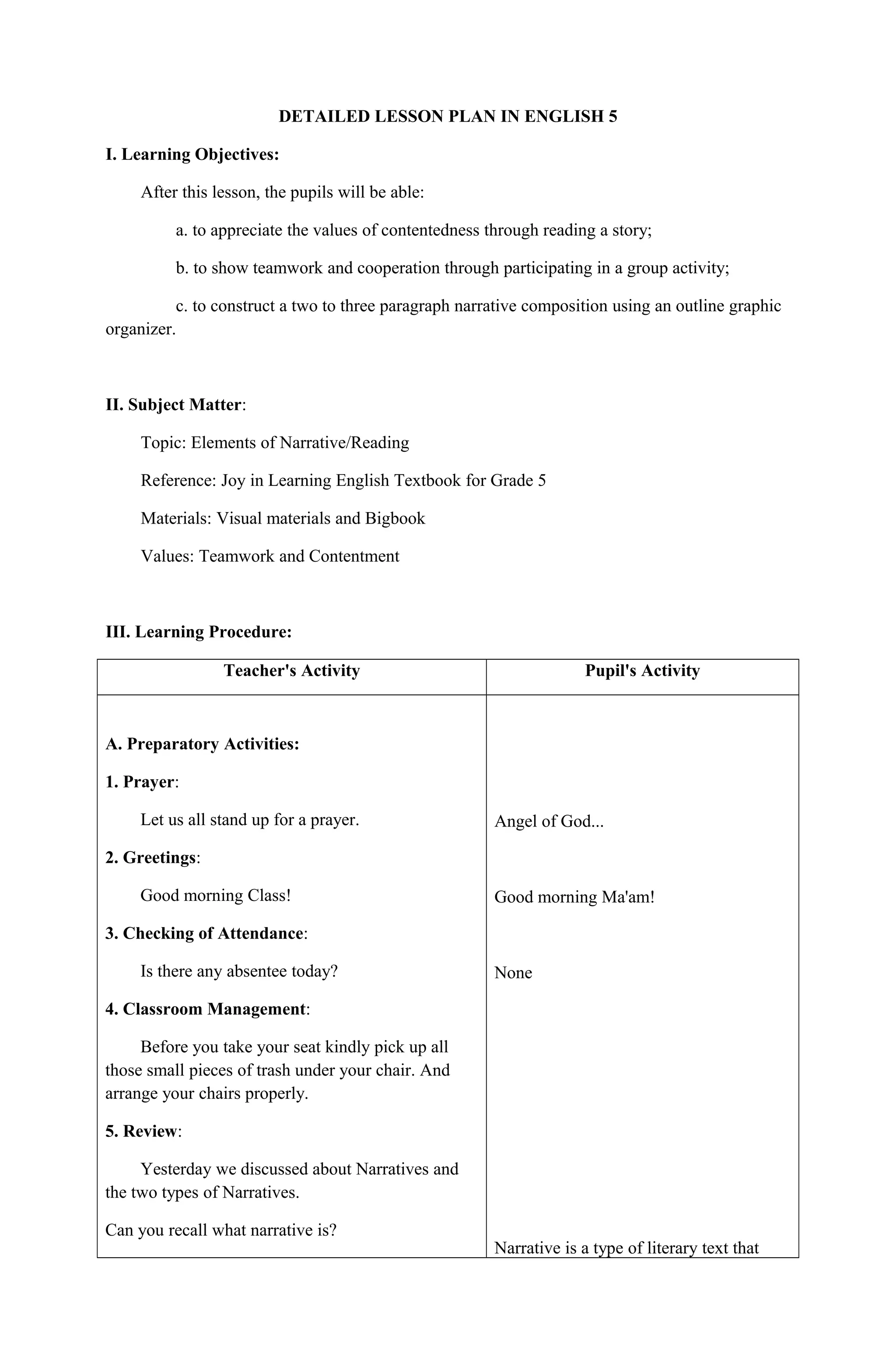 Lesson Plan in Reading | DOC