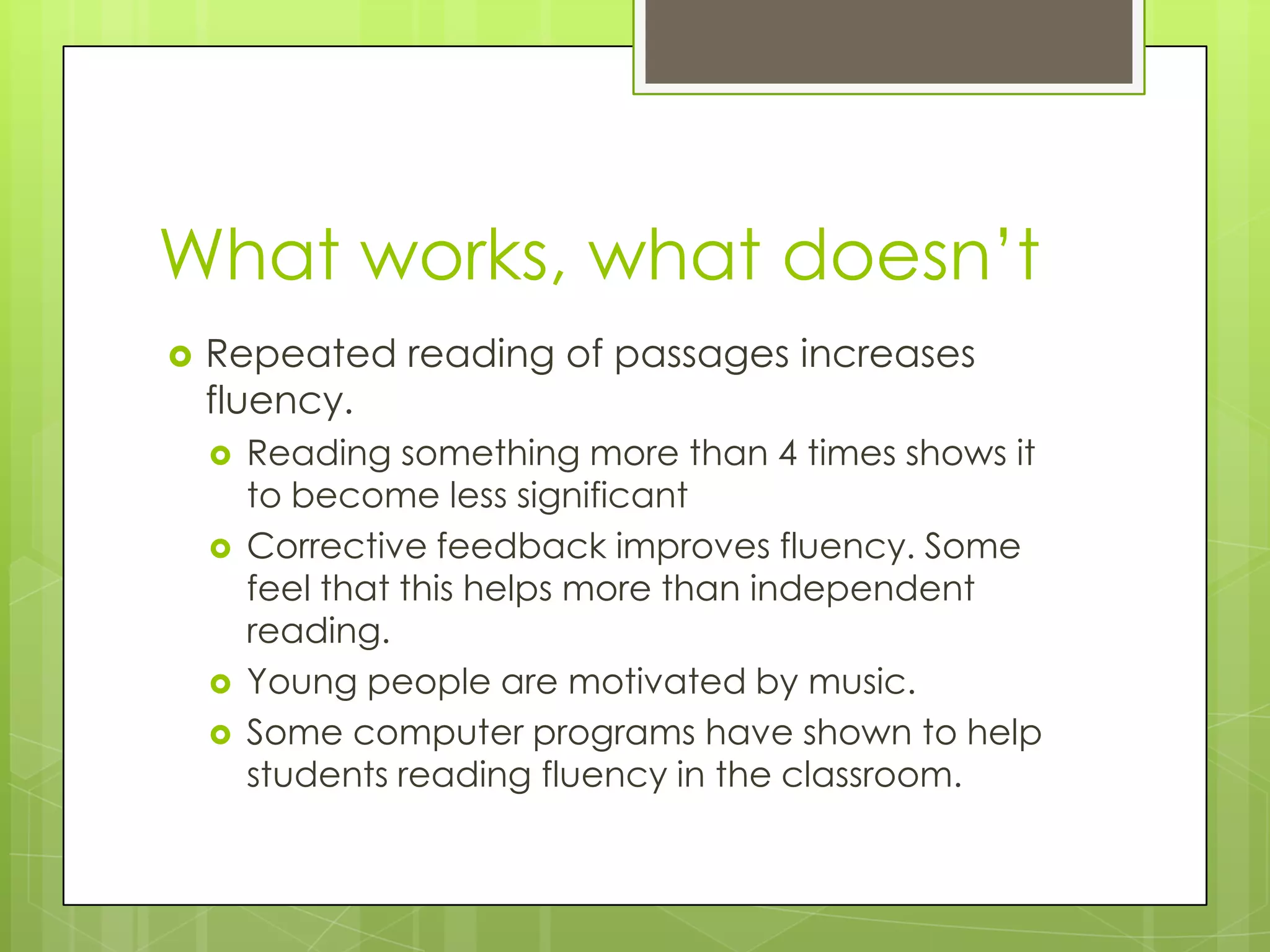 Reading fluency powerpoint | PPTX | Educational Assessment | Education