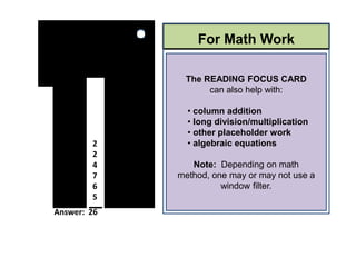 Reading Focus Card Slideshow--2012