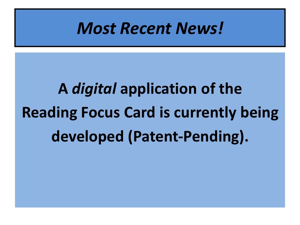 Reading Focus Card Slideshow--2012