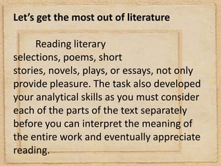 Reading for appreciation and enjoyment | PPTX