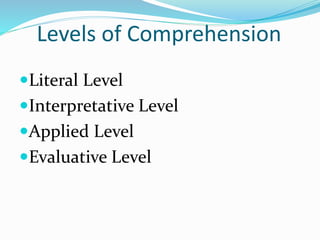 Reading for comprehension | PPT