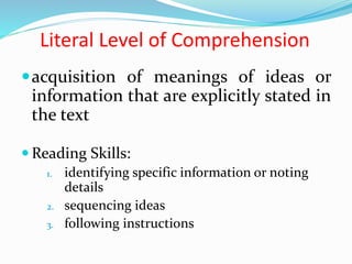 Reading for comprehension | PPT