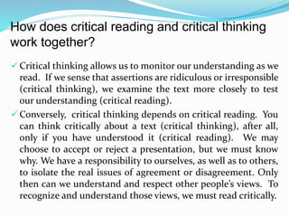 Reading for critical understanding | PPTX