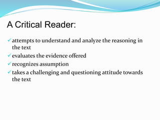 Reading for critical understanding | PPTX