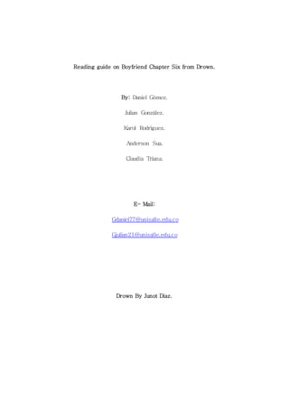 BOYFRIEND by JUNOT DIAZ Reading guide | DOCX