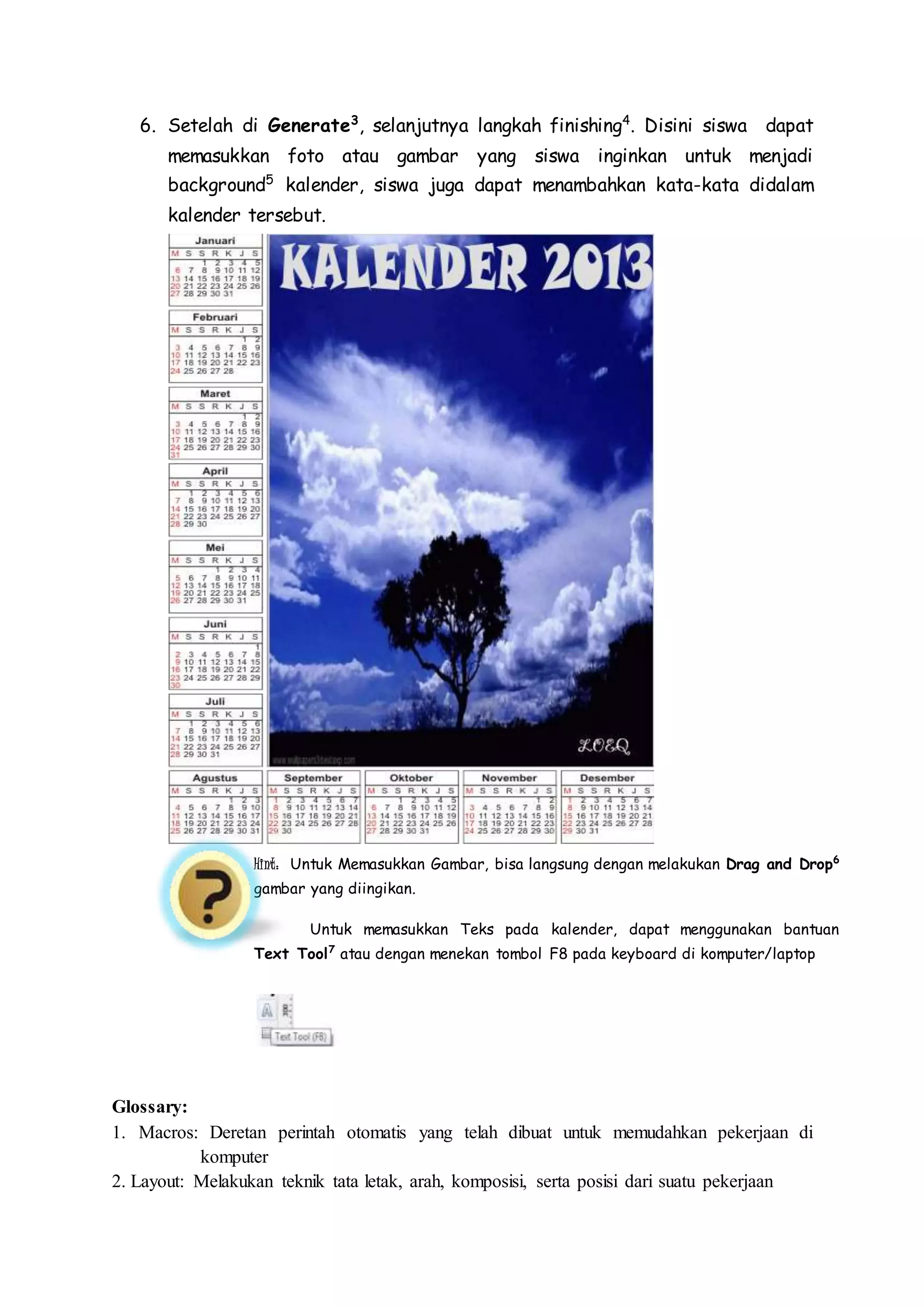 Reading Guide - tutorial pembuatan desain kalender dengan Aplikasi ...