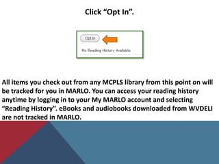 How to Track Your Reading History in MARLO | PPTX