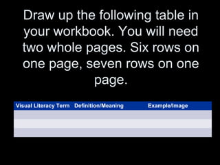 Visual Literacy and Advertising Techniques Glossary of Terms | PPT