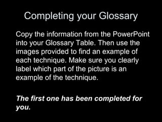 Visual Literacy and Advertising Techniques Glossary of Terms | PPT