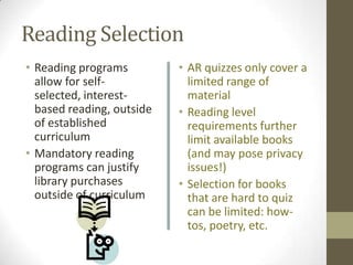 Reading Incentive Programs | PPTX | Educational Assessment | Education