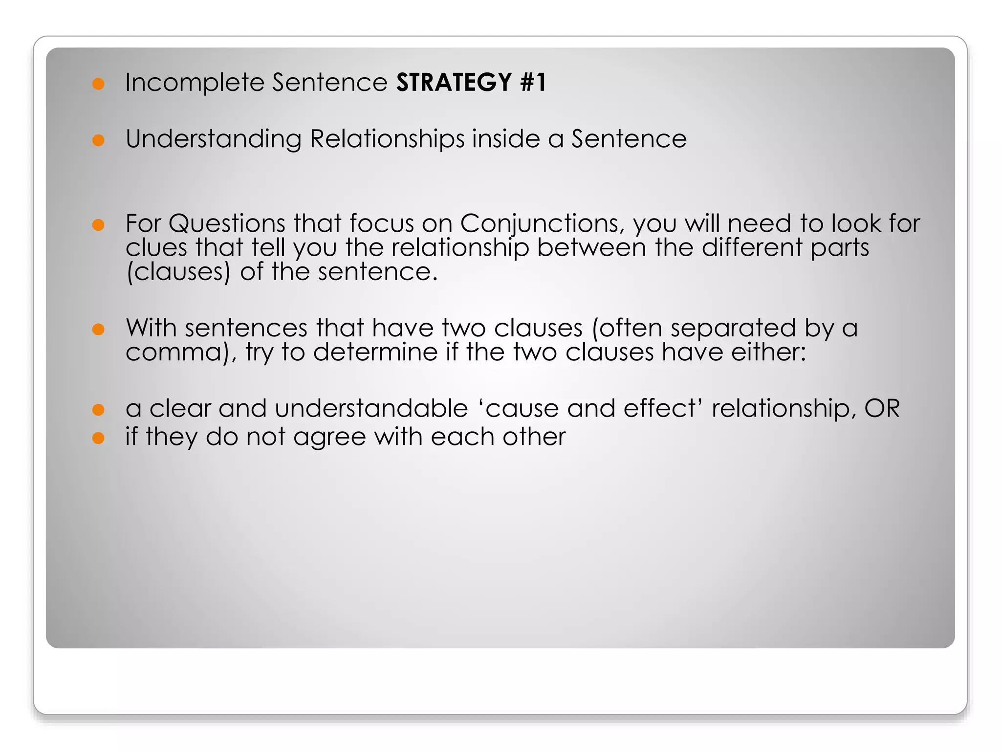 Reading PART 5 incomplete sentences | PPT