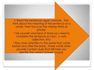 Reading PART 5 incomplete sentences | PPT
