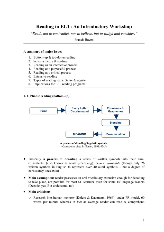 Reading In Elt | DOC