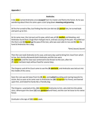 Reading in english for amusement and dialogue in europe androcles ...
