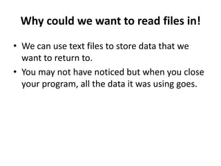 Reading in files | PPTX
