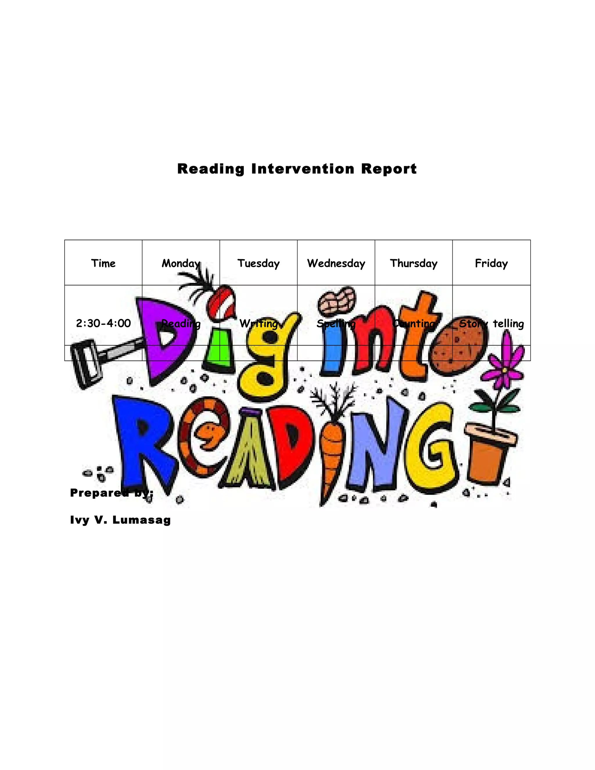 Reading intervention report | PDF