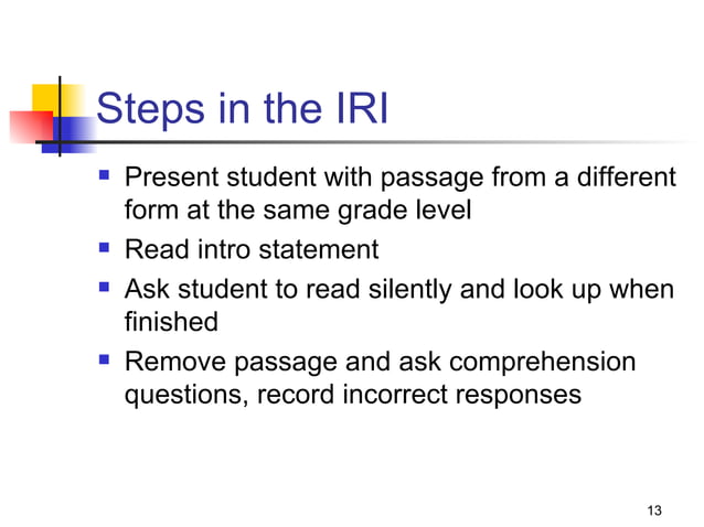Reading inventory | PPT | Educational Assessment | Education