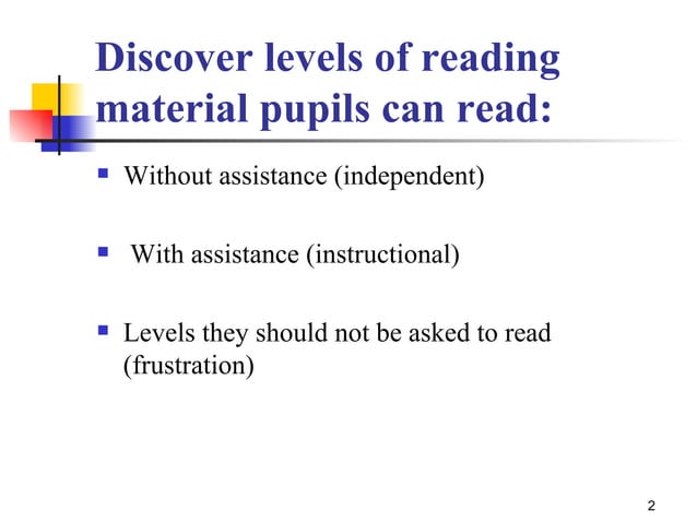 Reading inventory | PPT | Educational Assessment | Education