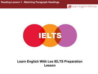 Reading lesson 1 matching paragraph headings | PPT