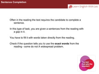 Reading lesson 5 sentence completion | PPT