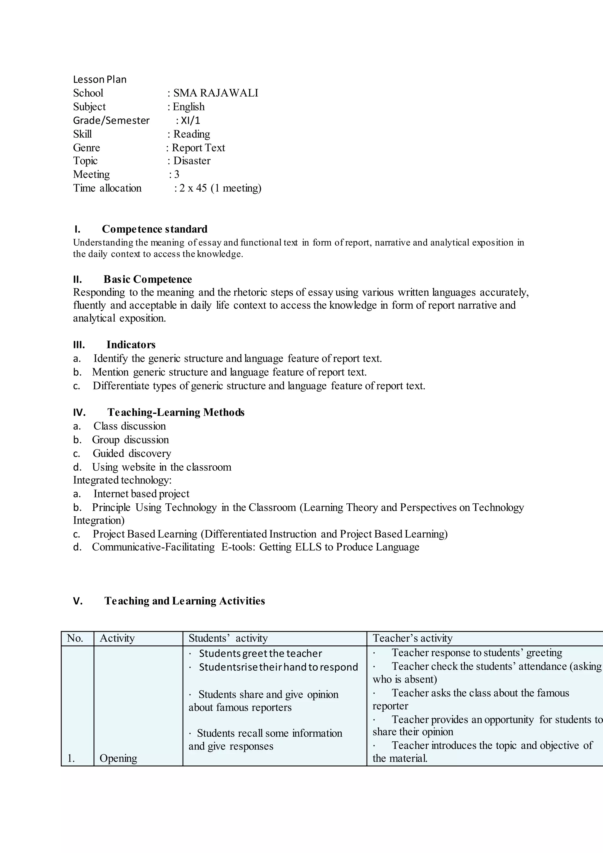 Reading lesson plan | PDF