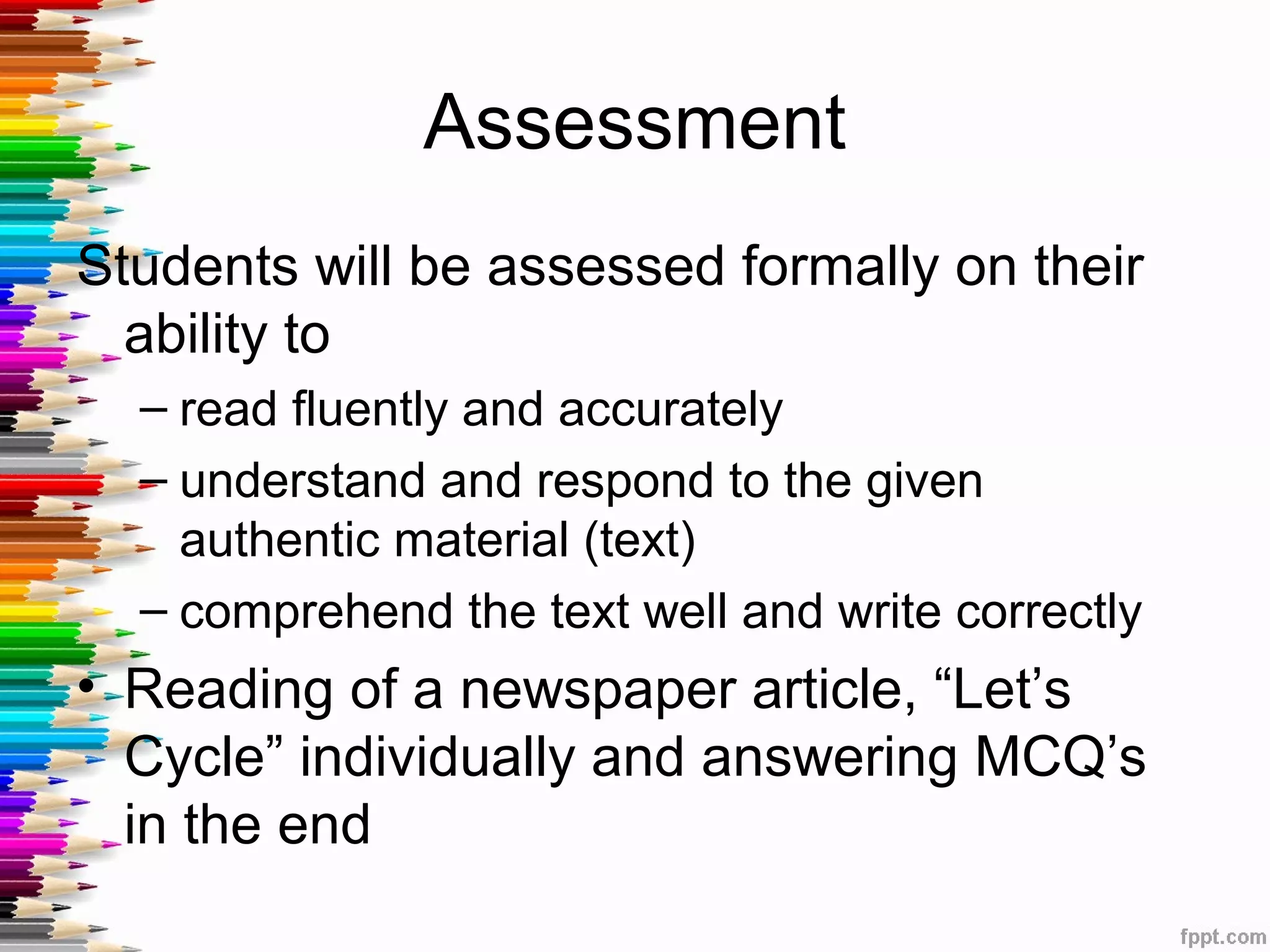 Reading skill lesson plan (through authentic material) | PPT