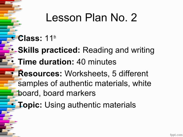 Reading skill lesson plan (through authentic material) | PPT | Homework ...