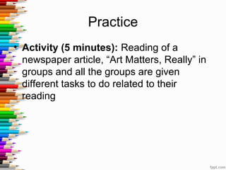 Reading skill lesson plan (through authentic material) | PPT