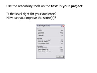 Reading Level Tools In Word | PPT