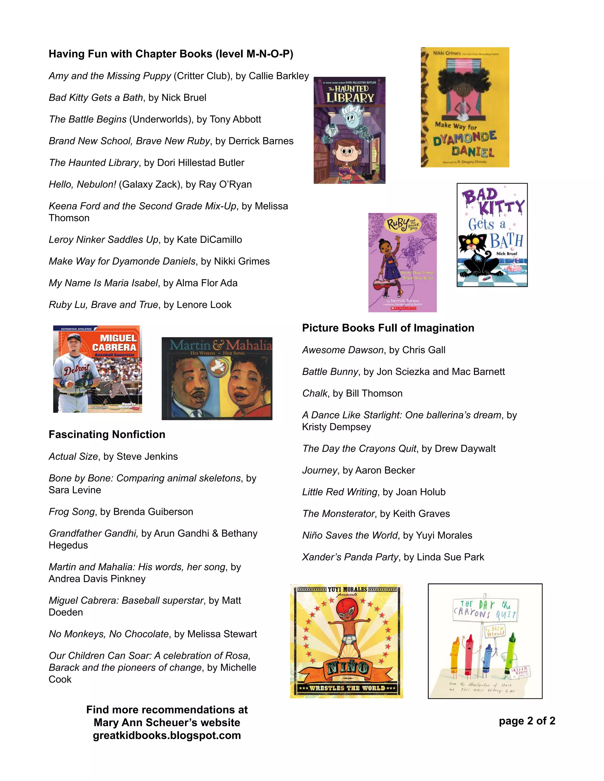 2nd grade Reading Recommendations: Fall 2014 | PDF