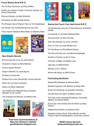 4th grade summer reading recommendations | PDF